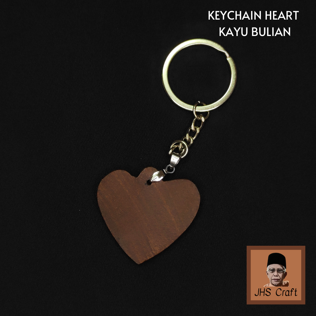 Keychain Heart Kayu Bulian - JHS Craft | [New] Aleaf Apparel Store