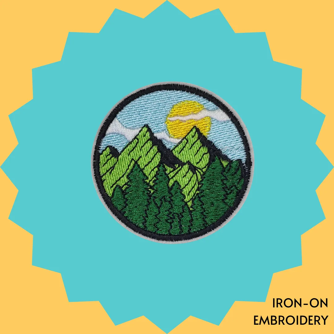 Beautiful Mountain Scenery Iron-on Embroidery | [New] Aleaf Apparel Store