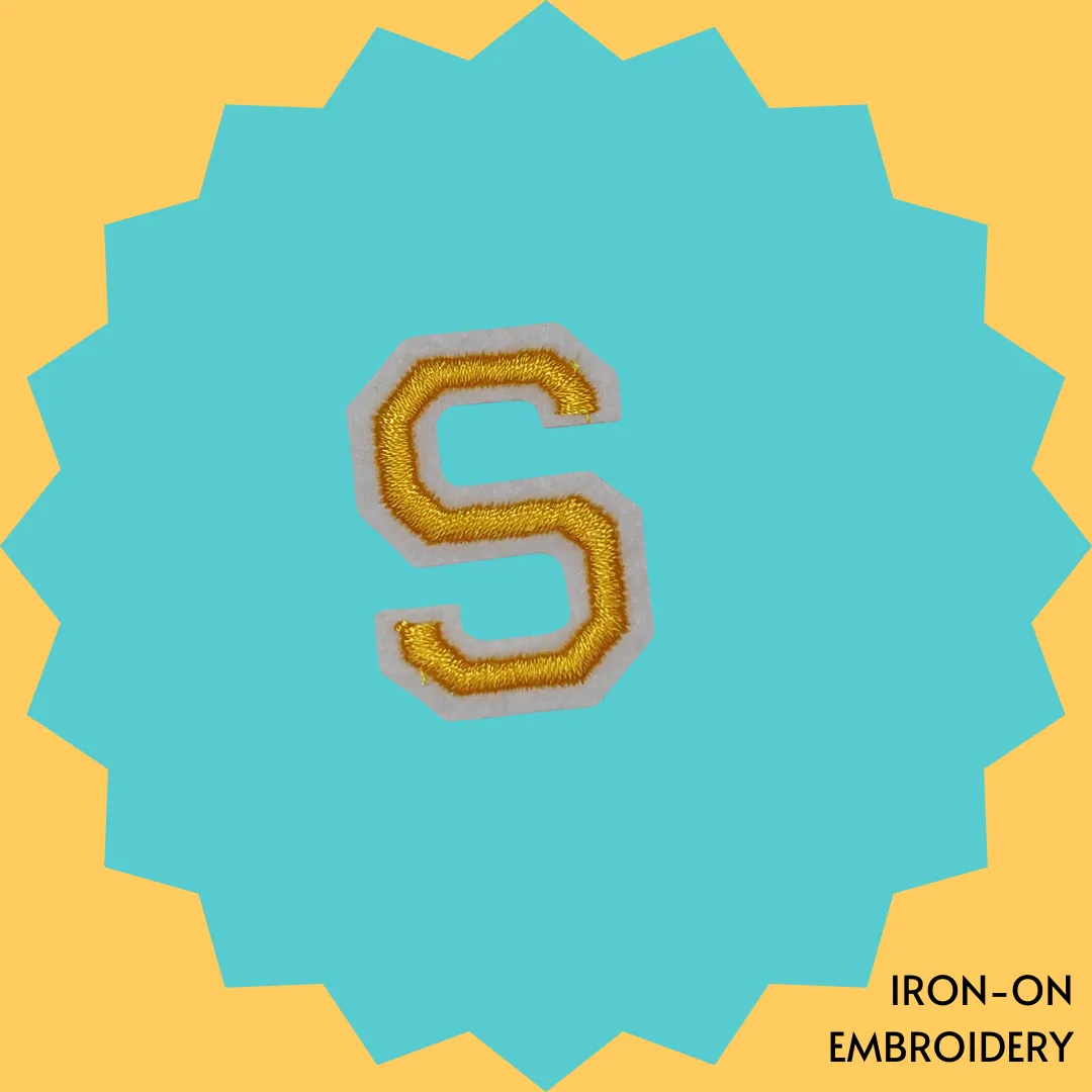 Yellow Letter 'S' Iron-on Embroidery | [New] Aleaf Apparel Store